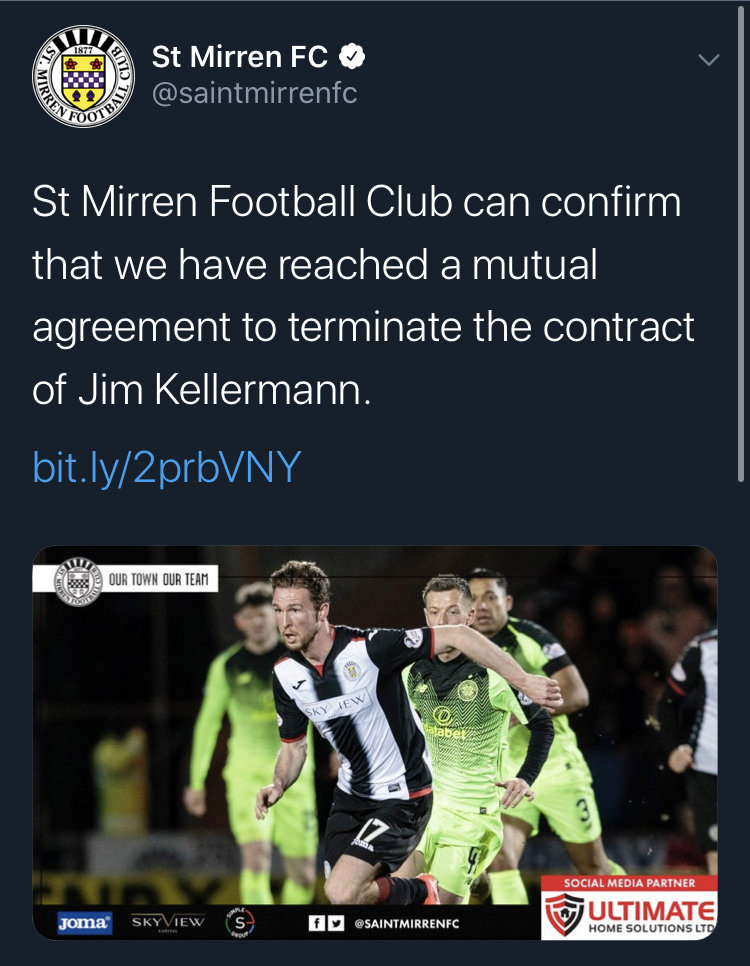 So Farewell Then Jim Kellerman 22/5/18 - 17/8/18 - General St. Mirren ...